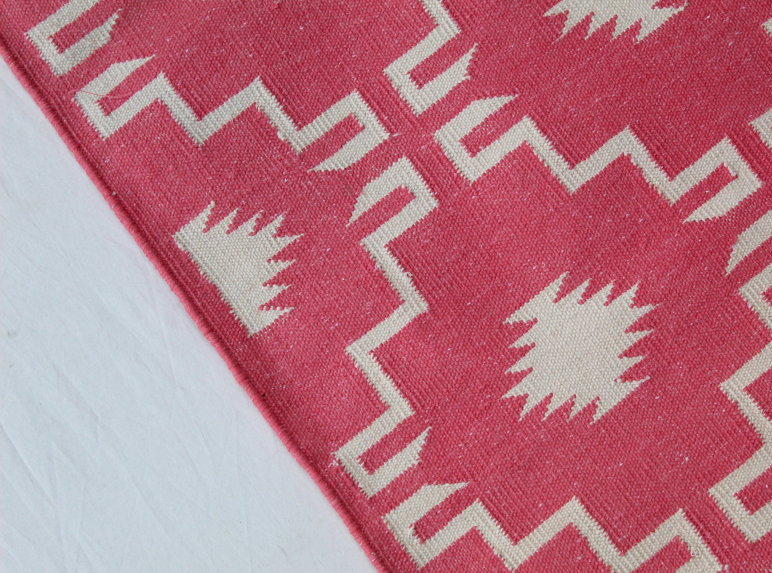 Multiple Sizes Dark Pink and White Handmade Rug Hand Woven - Etsy