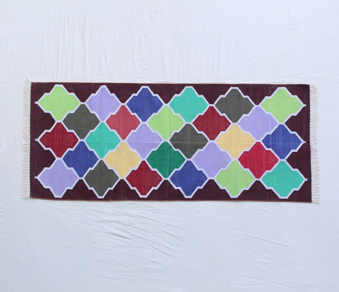 2.5x6 Cotton Hand Woven Runner Multiple Colour Washable Beautiful Rug ...