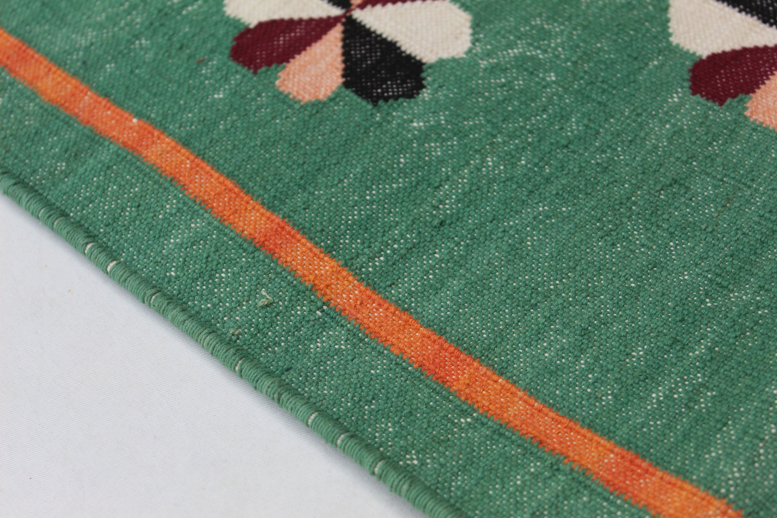 Multiple Sizes Cotton Green Modern Flowers Design Hand Woven Runner Rug ...