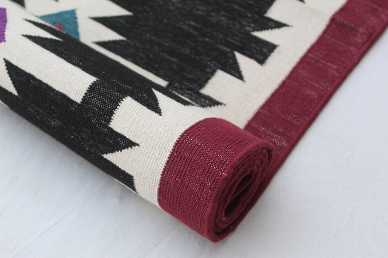 Multiple Sizes Cotton Multiple Sizes Black and White Runner Rug - Dark ...