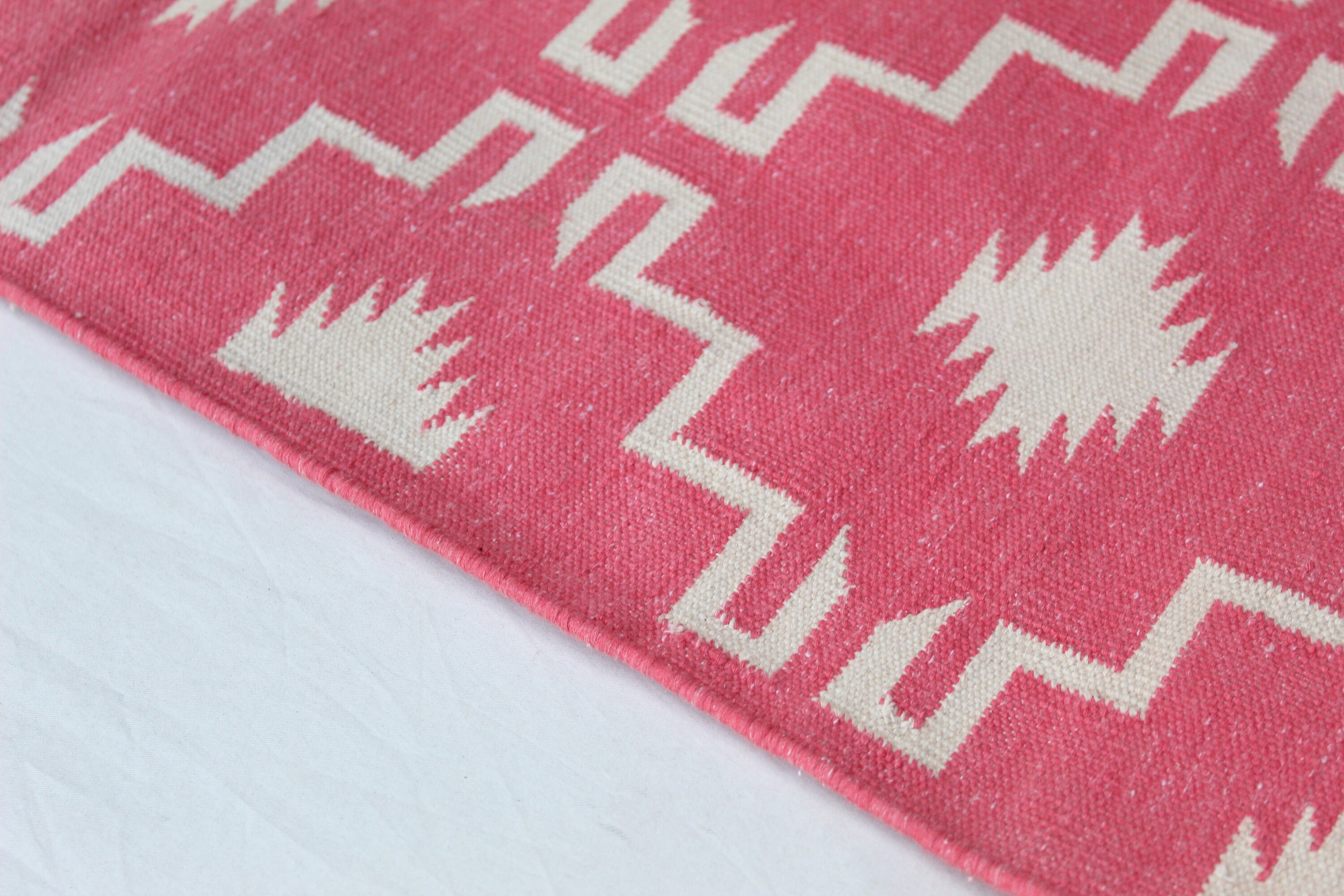 Multiple Sizes Dark Pink and White Handmade Rug Hand Woven - Etsy