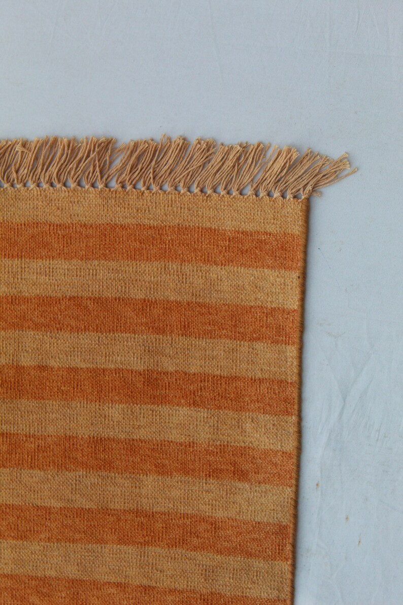 2x3 Small Size Golden Orange Yellow Cotton Rug Beautiful Washable Flat ...