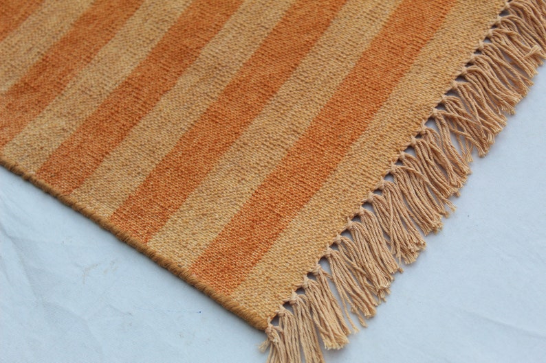 2x3 Small Size Golden Orange Yellow Cotton Rug Beautiful Washable Flat ...