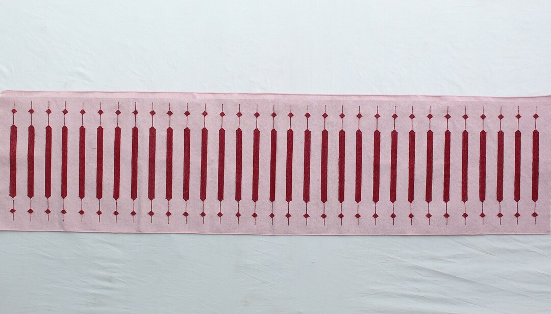 Multi Size Pink and Red Modern Striped Cotton Flat Weave Hand Woven ...