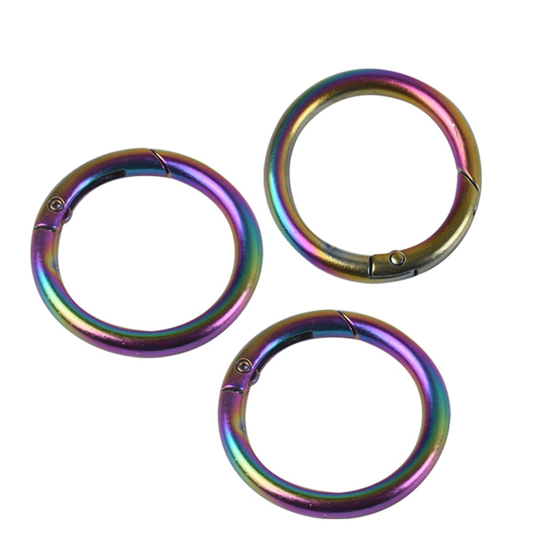 1 Inch and 1 1/4 Inch Rainbow Color Spring Gate Ring, Metal Round O ...