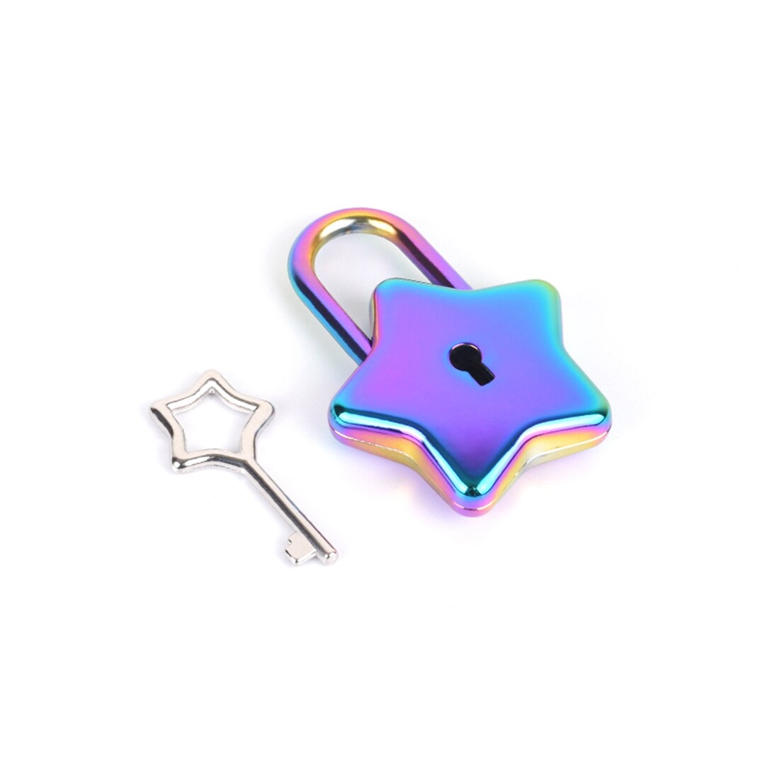 New Rainbow Color Star Shape Padlock,cute Gold Padlock for Decoration ...