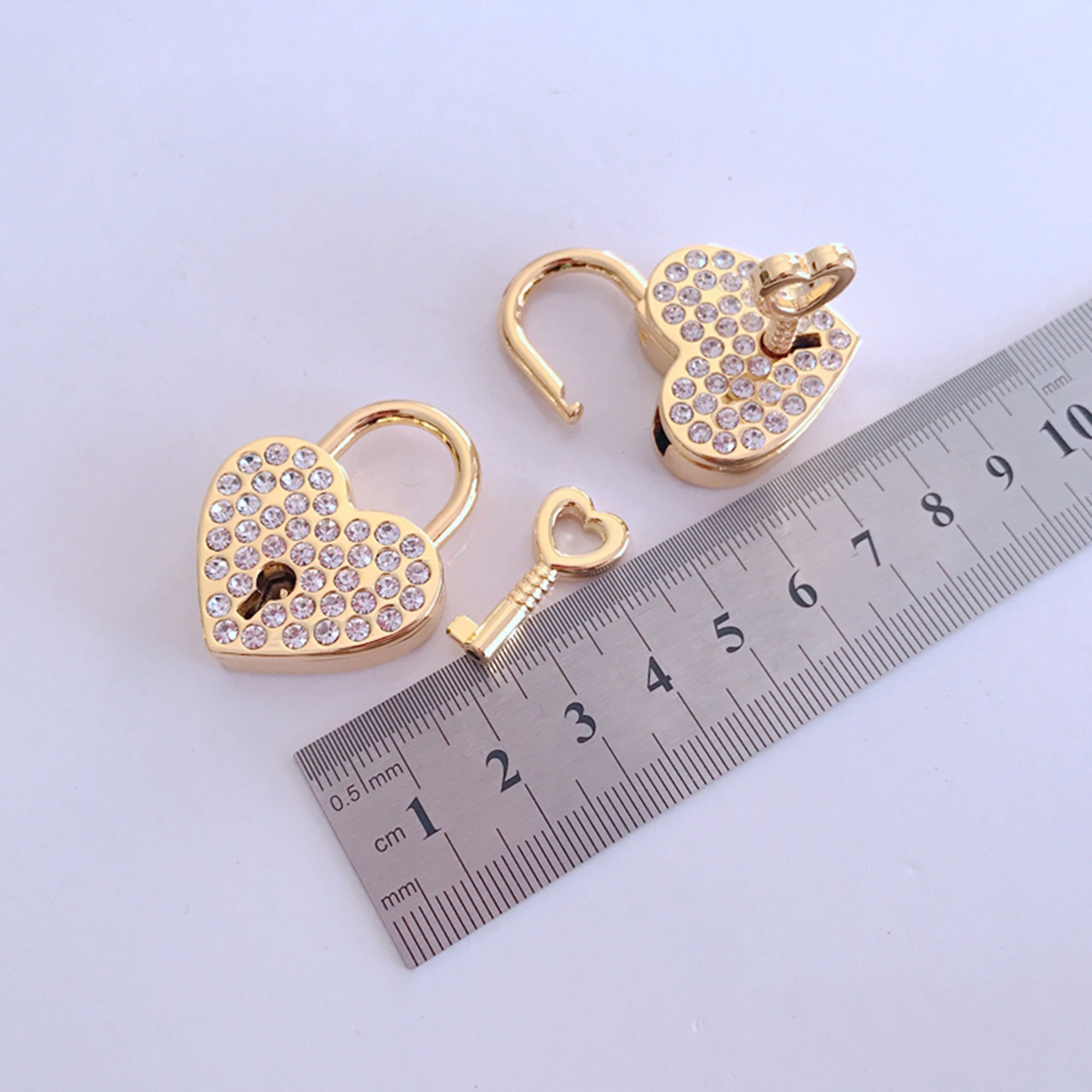 Gold Color Heart Padlock Metal Lock With Rhinestone 30X39MM - Etsy