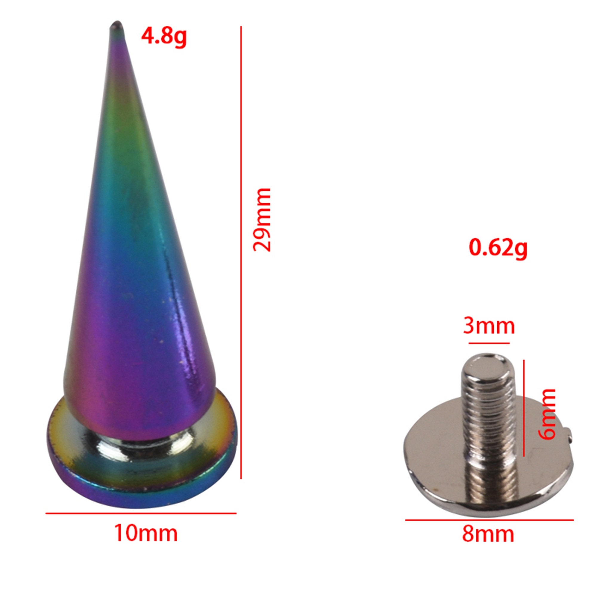 Rainbow Color Bullet Punk Spikes Leather Crafts Screw Punk - Etsy