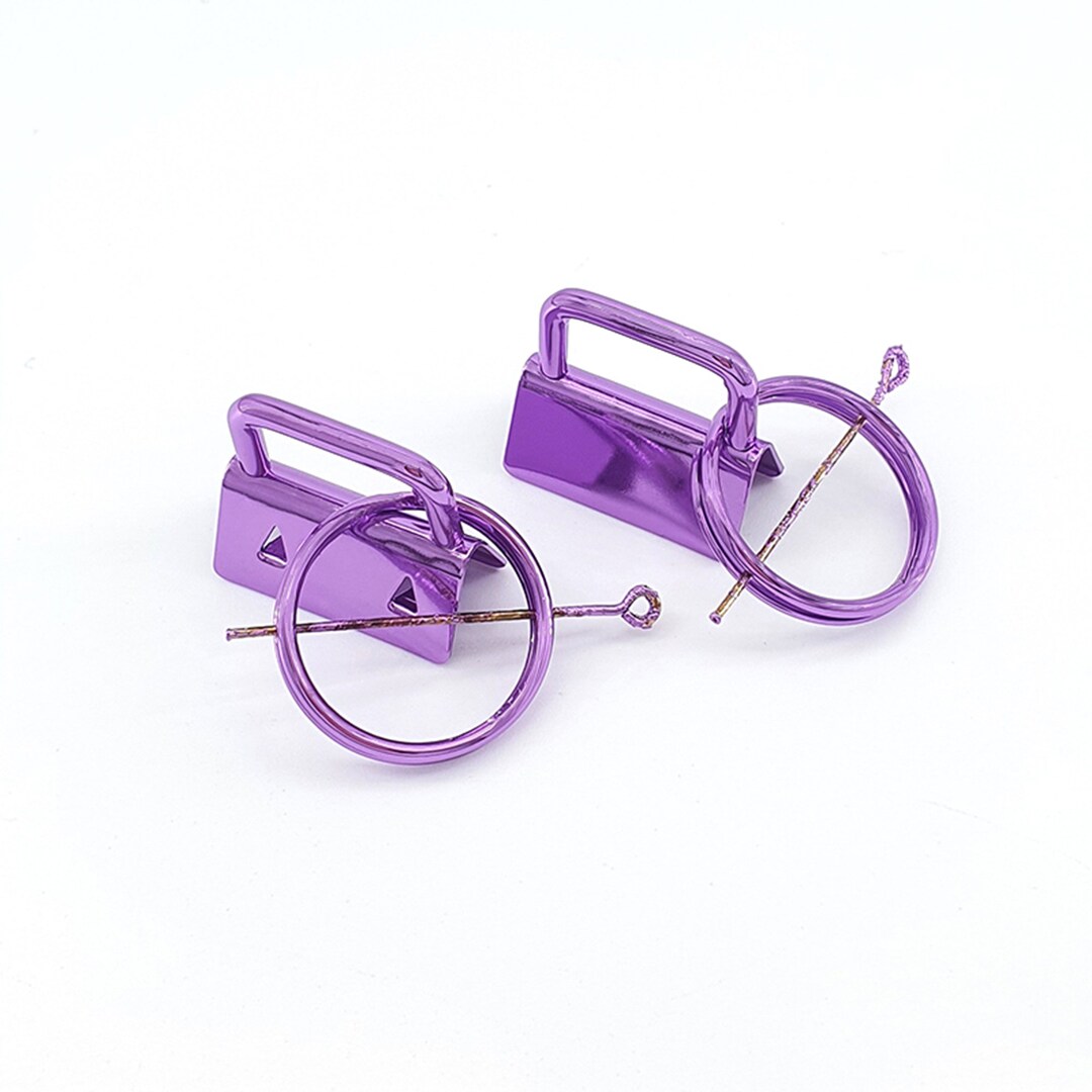 6pcs 1 Inch Key Fob Hardware Purple Color Metal Key Fob Hardware for ...