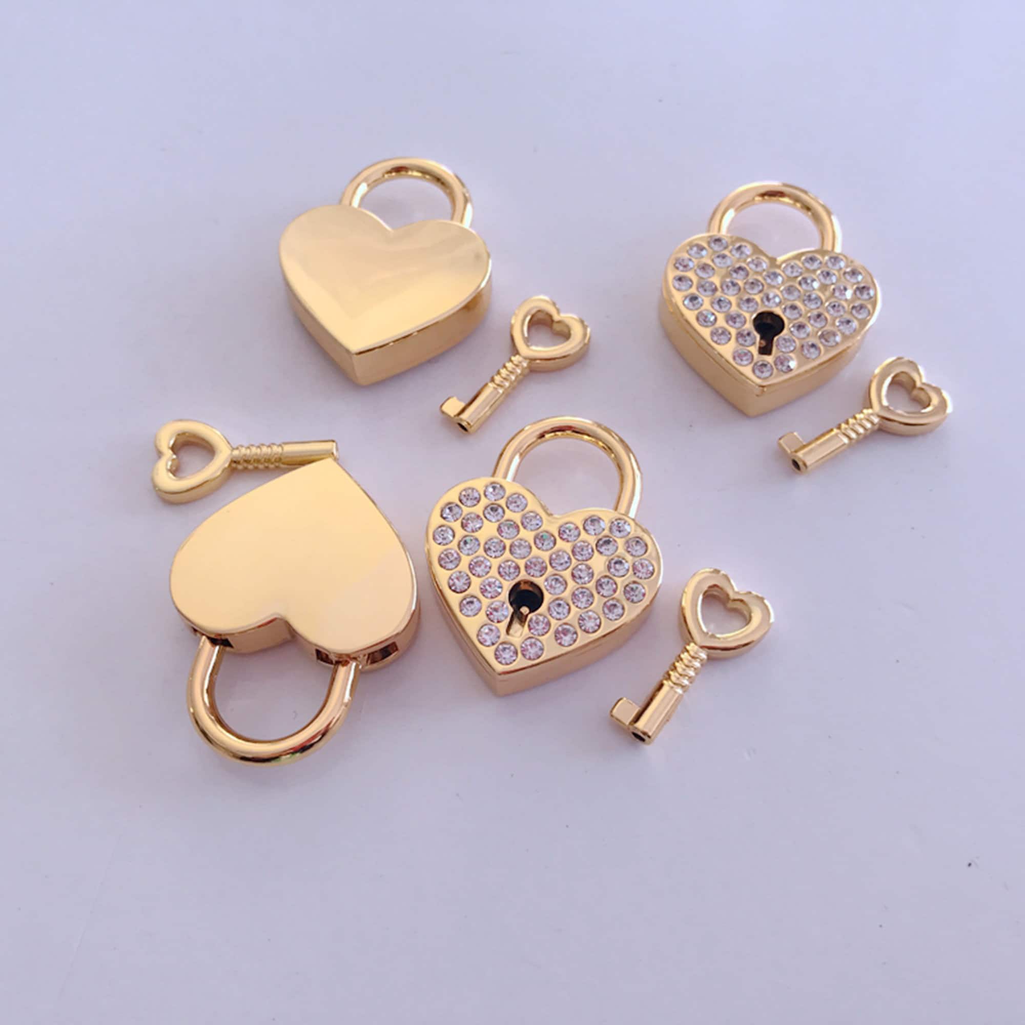 Gold Color Heart Padlock Metal Lock With Rhinestone 30X39MM - Etsy