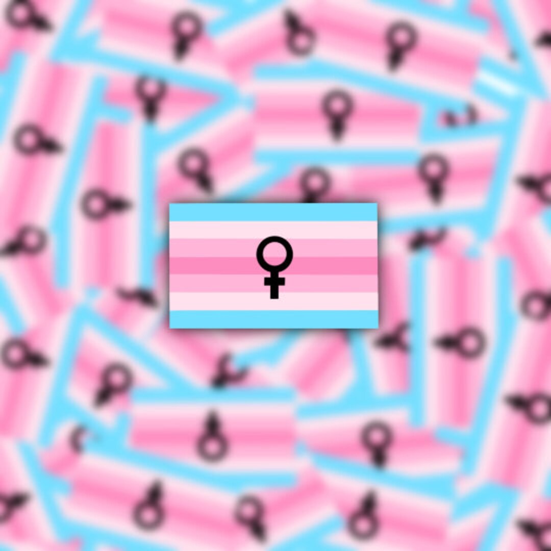 Trans Fem Flag Female Symbol 3x3 Weather Resistant Fundraising Sticker ...
