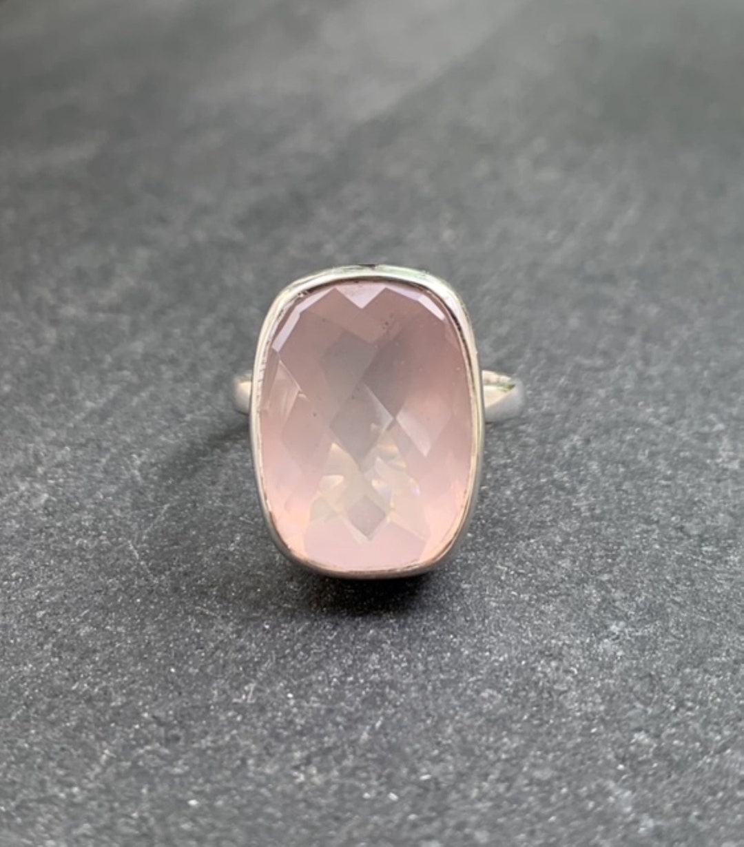 Natural Pink Rose Quartz Cocktail Ring, Large Pink Gemstone Ring ...