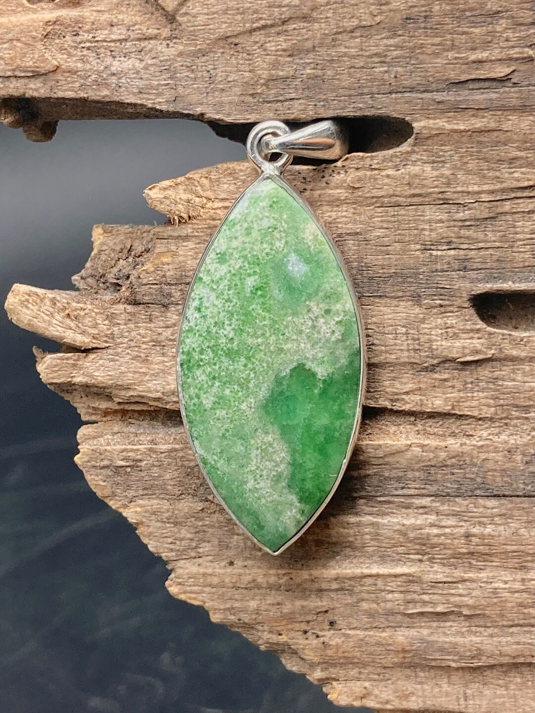 Natural Variscite Silver Pendant, Handmade Variscite Marquise Shape ...
