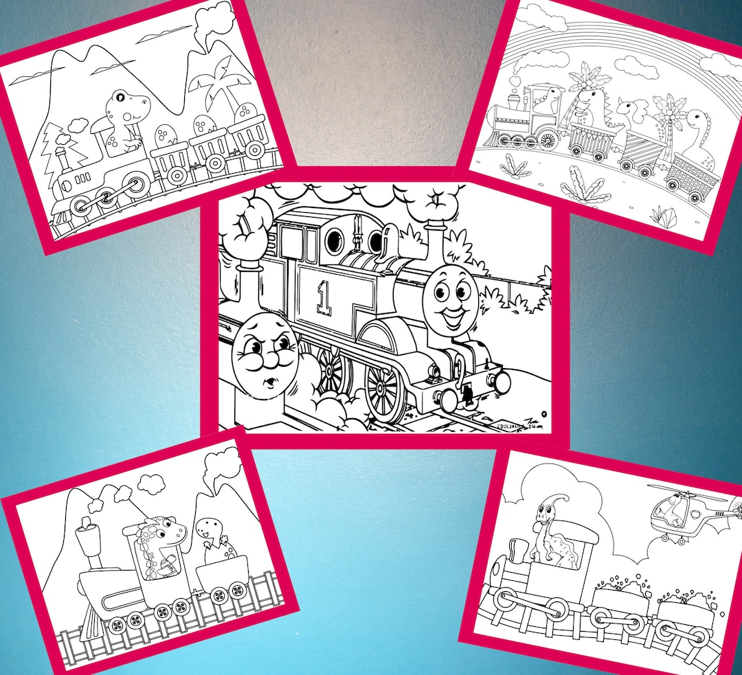 26 PAGES Coloring Book Train for Kids Digital Download Instant Delivery ...