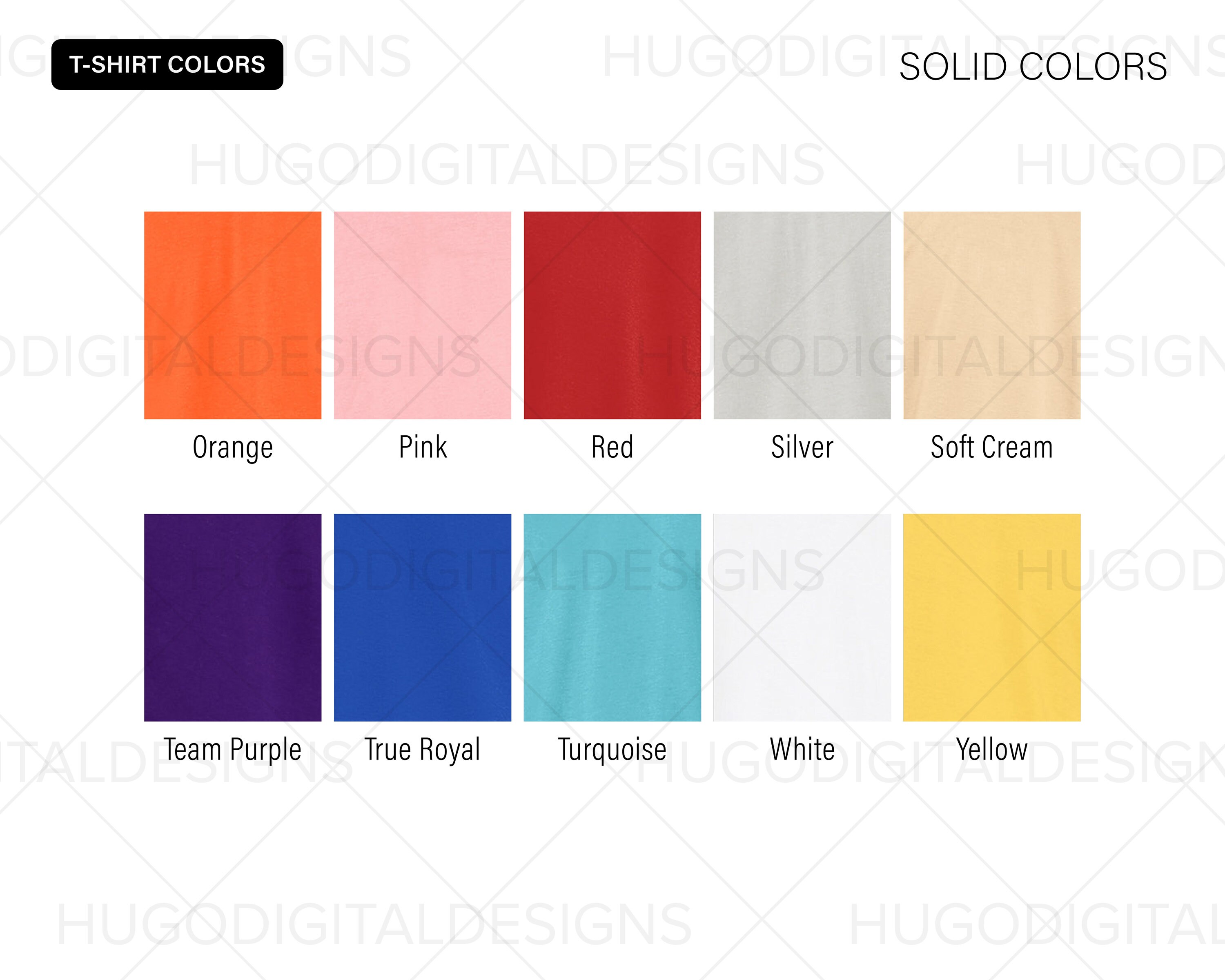 Bella Canvas 3001 Color Chart, Solid and Heather Color Chart Mock Up ...