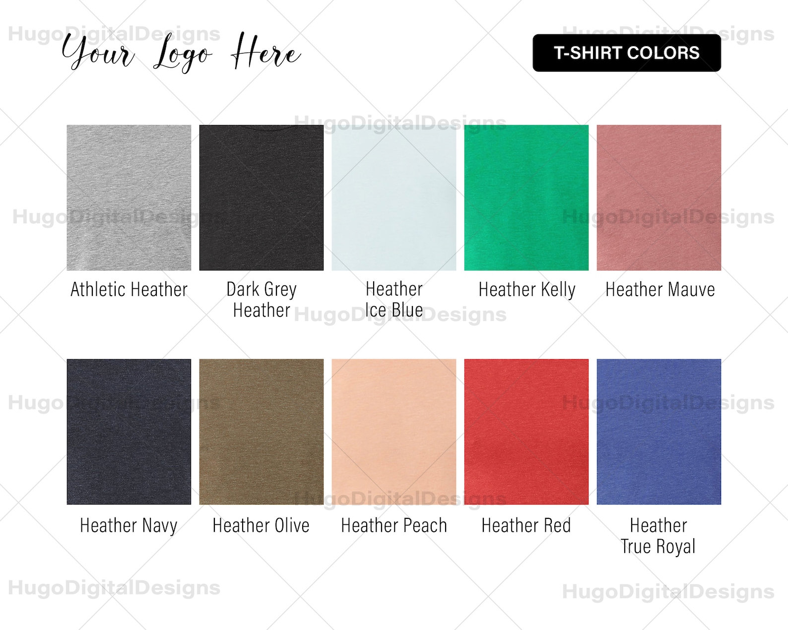 Bella Canvas 3001 Color Chart Solid and Heather Color Chart | Etsy