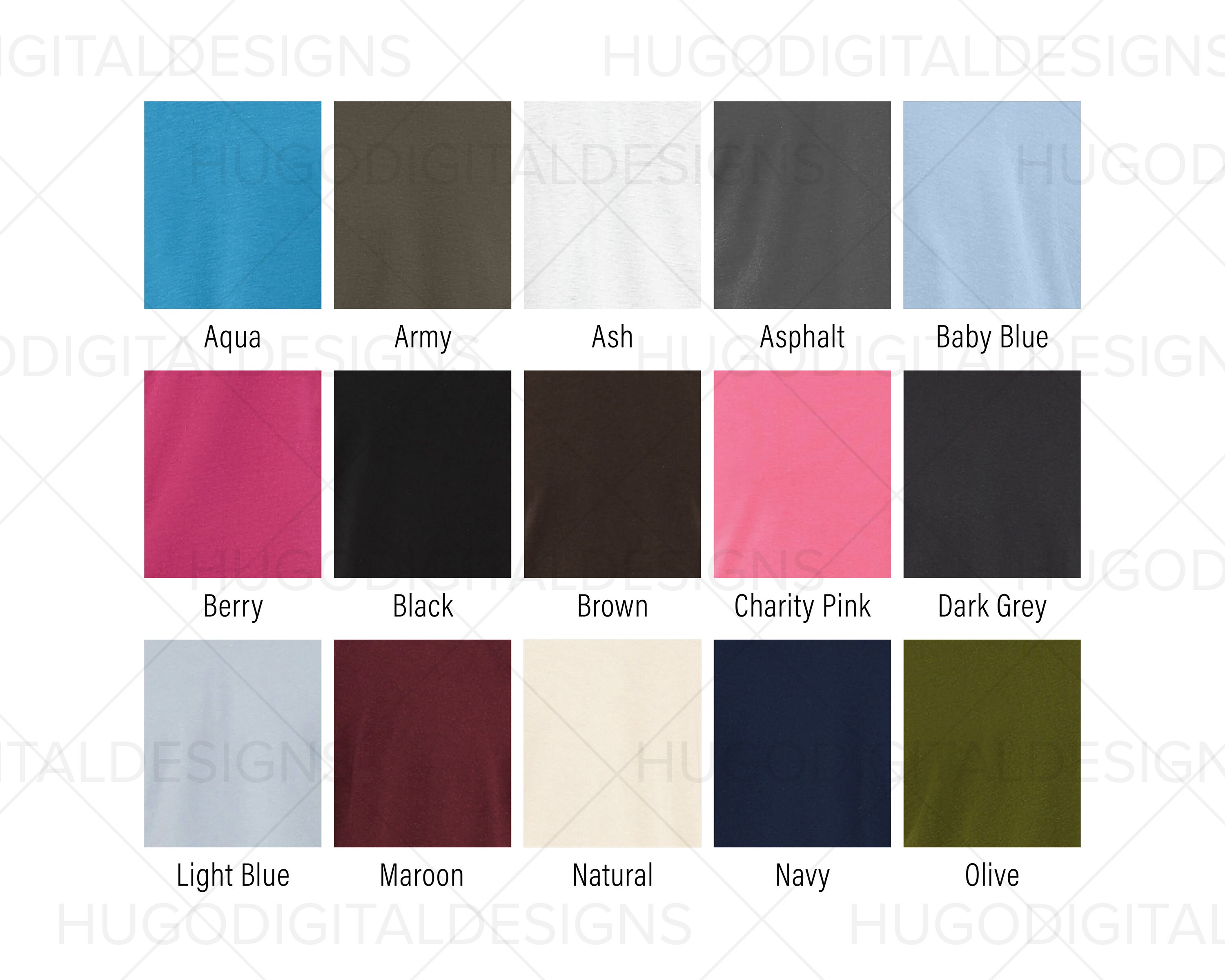 Bella Canvas 3001 Color Chart, Solid and Heather Color Chart Mock Up ...