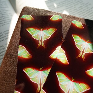 Luminous Luna Moth Laminated Bookmark | Botanical Bookish Reader Gift ...