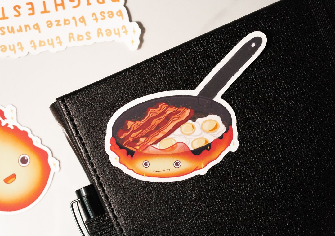 Glossy Vinyl Sticker - Frying Pan Calcifer | Howl's Moving Castle ...