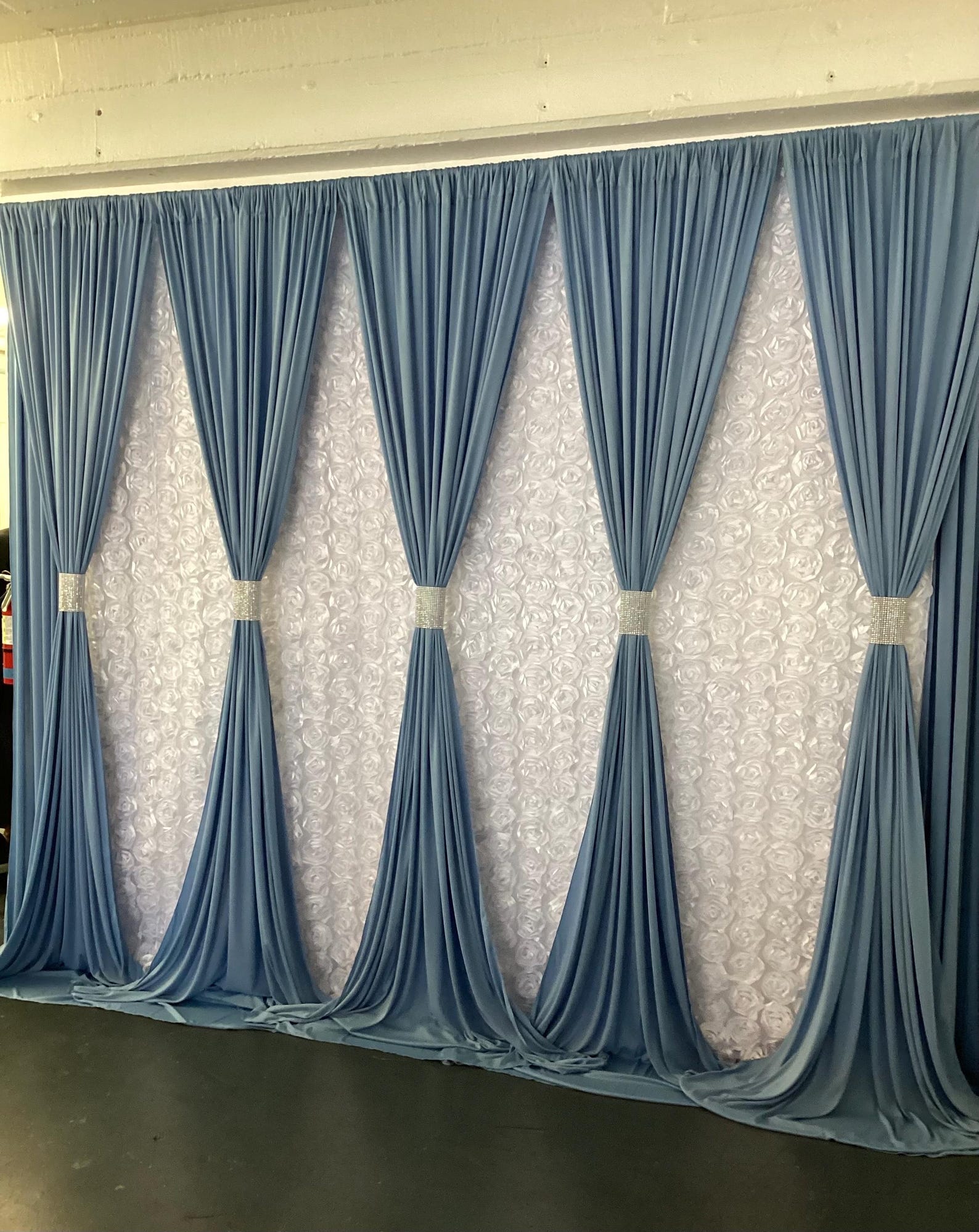 Backdrop Decoration Set, White and Dusty Blue Event Decoration 10’W X 9 ...