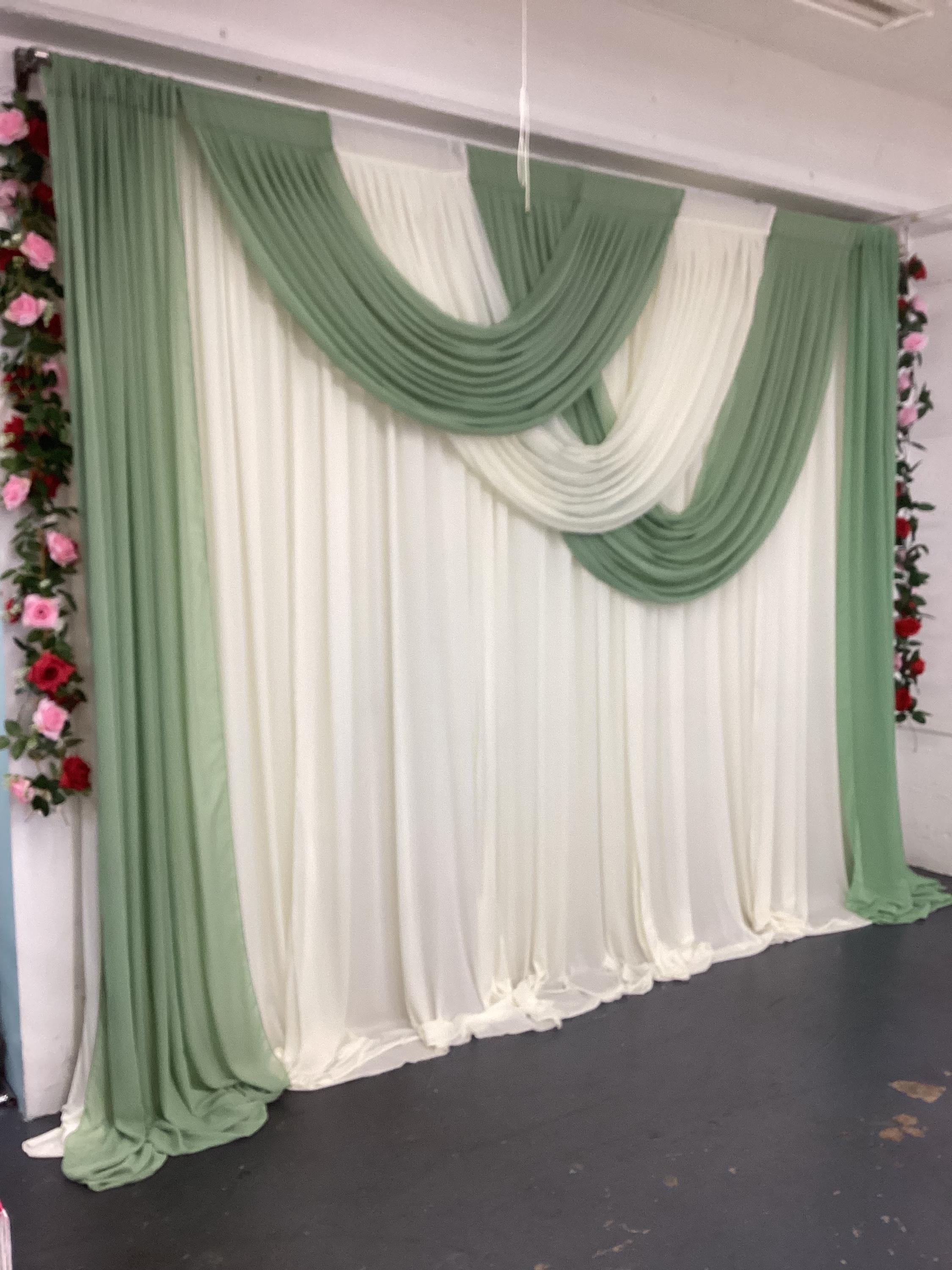 Backdrop Set ,ivory and Sage Backdrop Decoration Set , Event Decoration ...