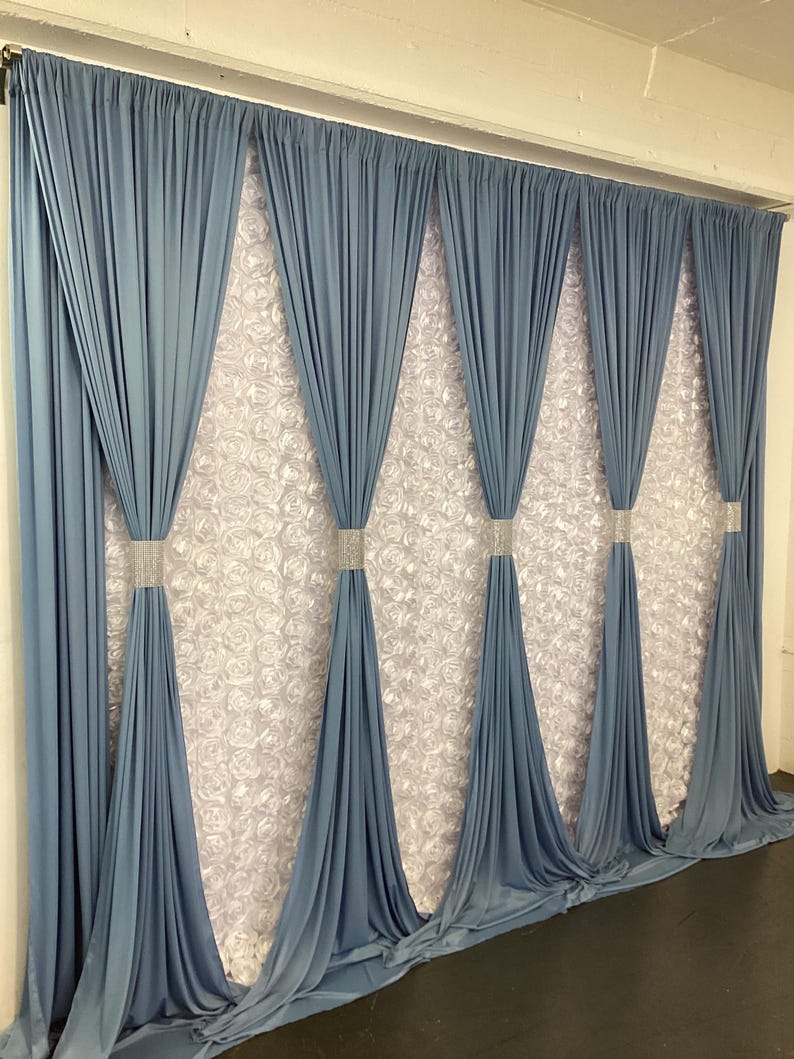 Backdrop Decoration Set, White and Dusty Blue Event Decoration 10W X 9H ...