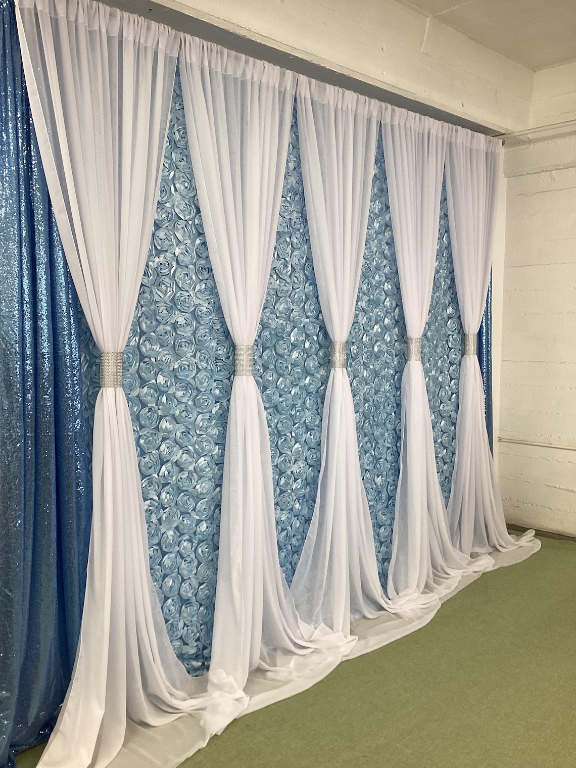 Backdrop Decoration Set, Light Blue and White Backdrop 10’W X 9’H ...