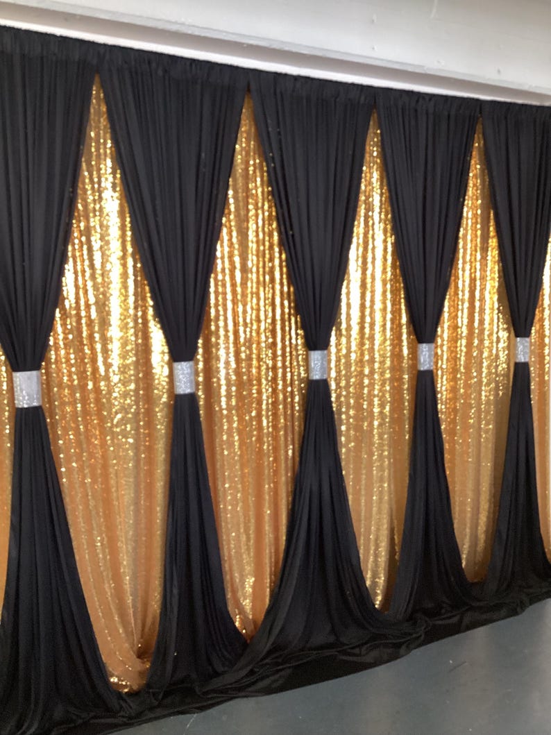 Black and Gold Sequins Backdrop Decoration Set 10’W X 9’H , Event ...