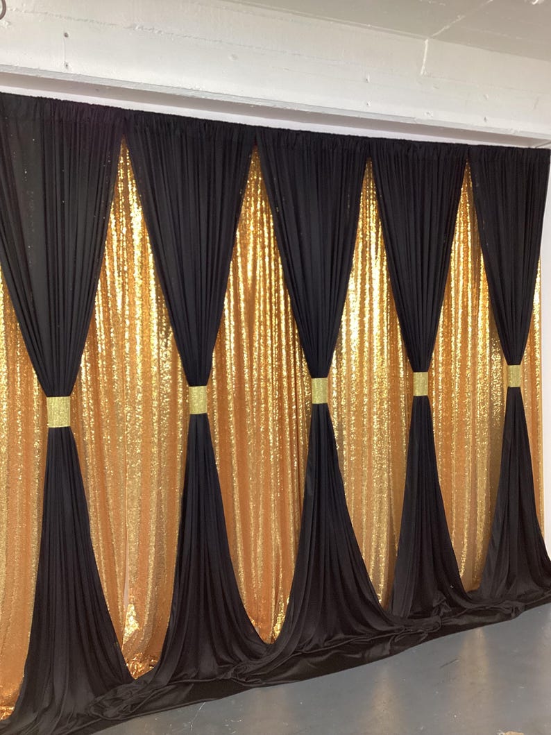 Black and Gold Sequins Backdrop Decoration Set 10’W X 9’H , Event Decoration ,event Backdrop ...
