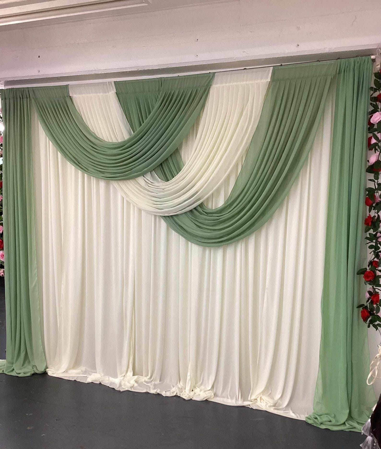 Backdrop Set ,ivory and Sage Backdrop Decoration Set , Event Decoration ...