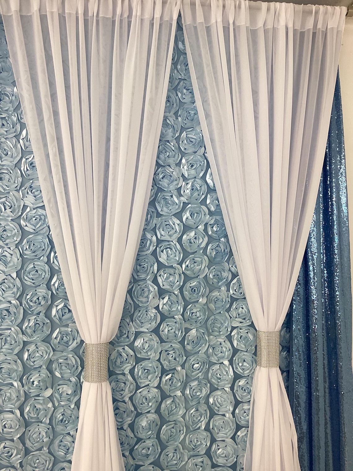 Backdrop Decoration Set, Light Blue and White Backdrop 10’W X 9’H, ,event Backdrop,fondos Para ...