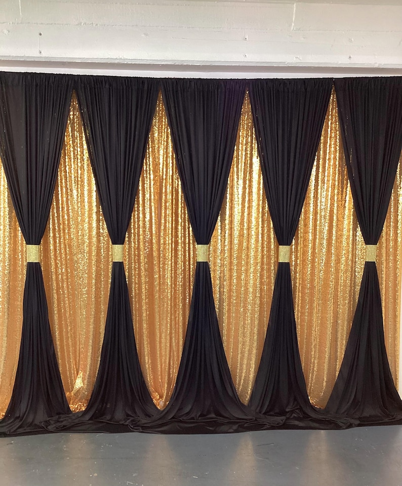 Black and Gold Sequins Backdrop Decoration Set 10’W X 9’H , Event ...