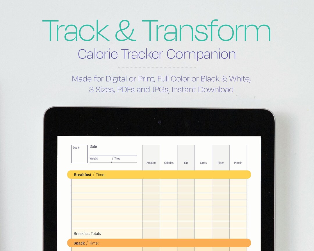 Track and Transform Calorie Tracker Journal - Daily Food Journal ...