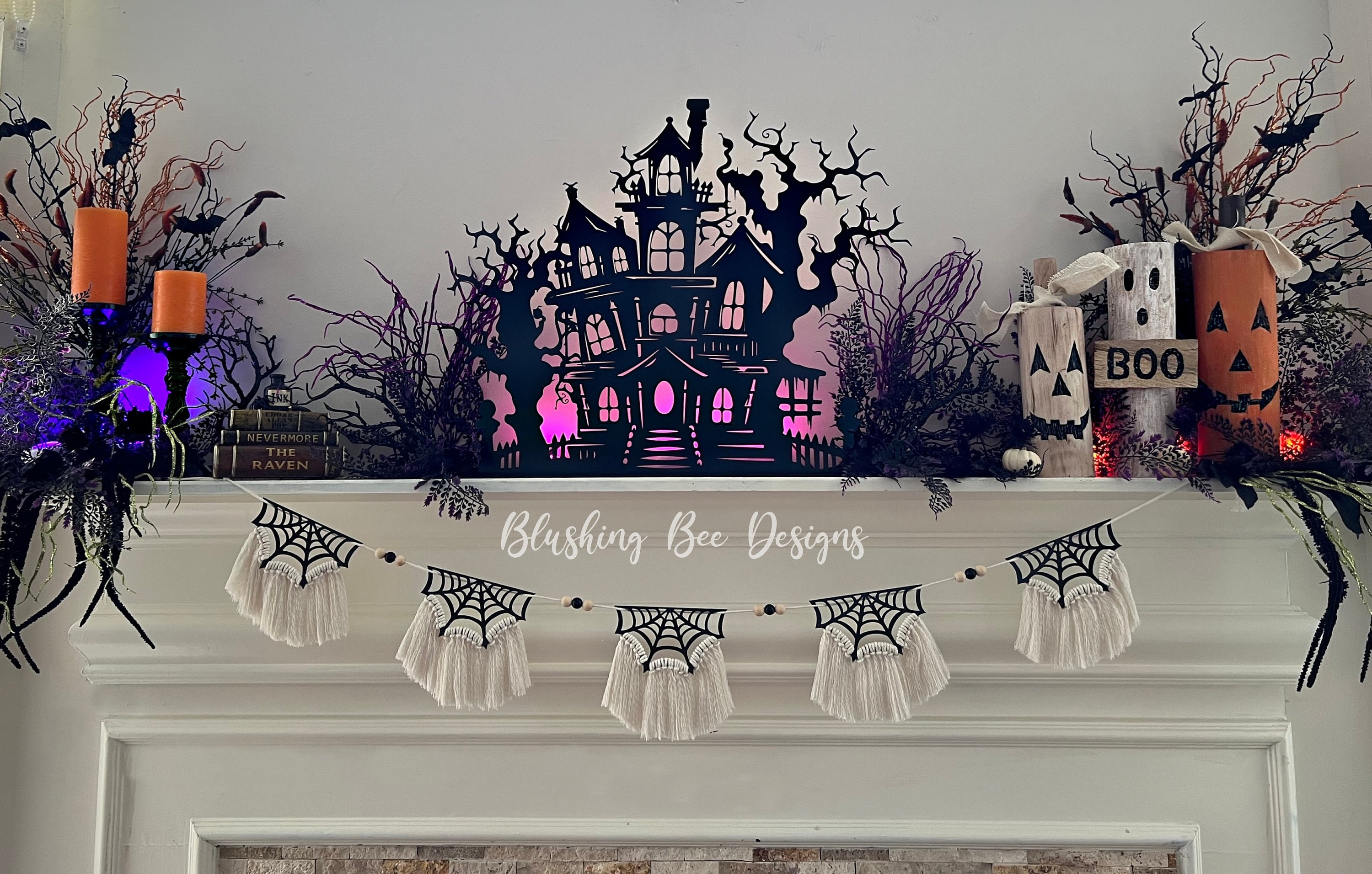 XL Wooden Haunted Mansion Silhouette, Halloween Haunted House, Table ...
