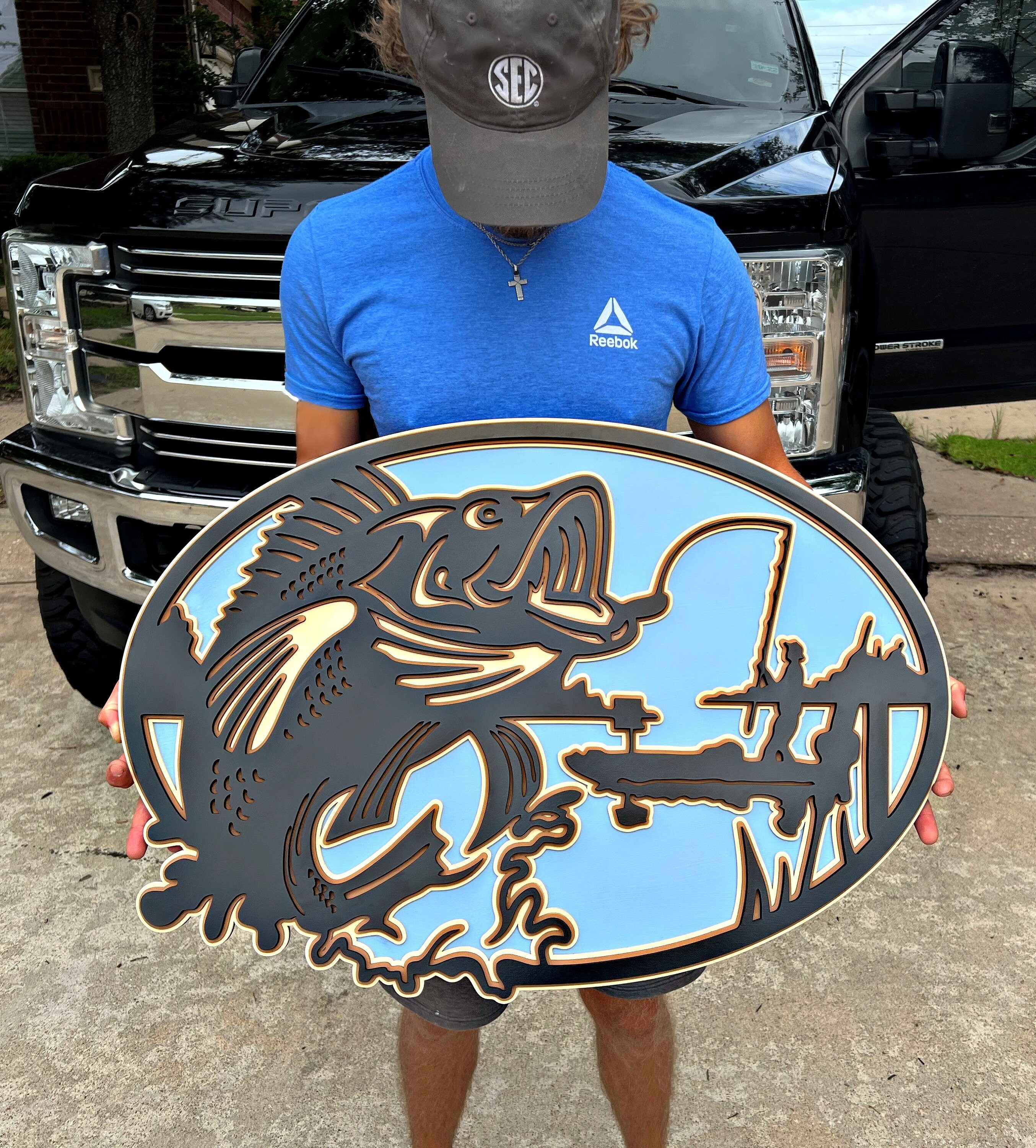 5 Layer Bass Fisherman Mandela Hanging Wall Decor Large Mouth Bass ...