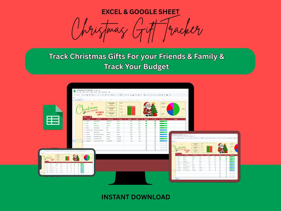 Christmas Gift Tracker Spreadsheet Template Budget Gift Tracking Sheet ...