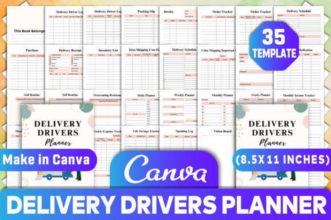 Delivery Driver Planner: Mileage & Expense Tracker (canva Template, PDF ...