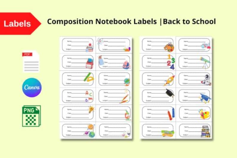 Composition Book Label Svg Bundle, Composition Notebook Labels ...