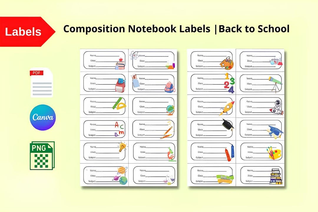 Composition Book Label Svg Bundle, Composition Notebook Labels ...