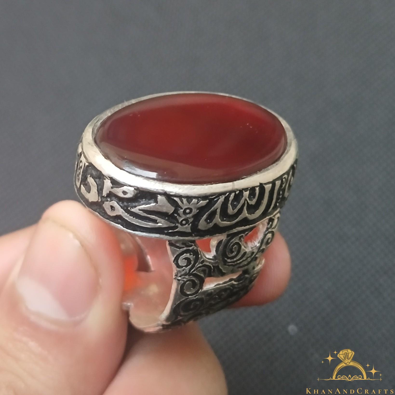 Natural Yemeni Agate Ring Handmade Islamic Aqeeq Ring Shia Ring Panjtan ...