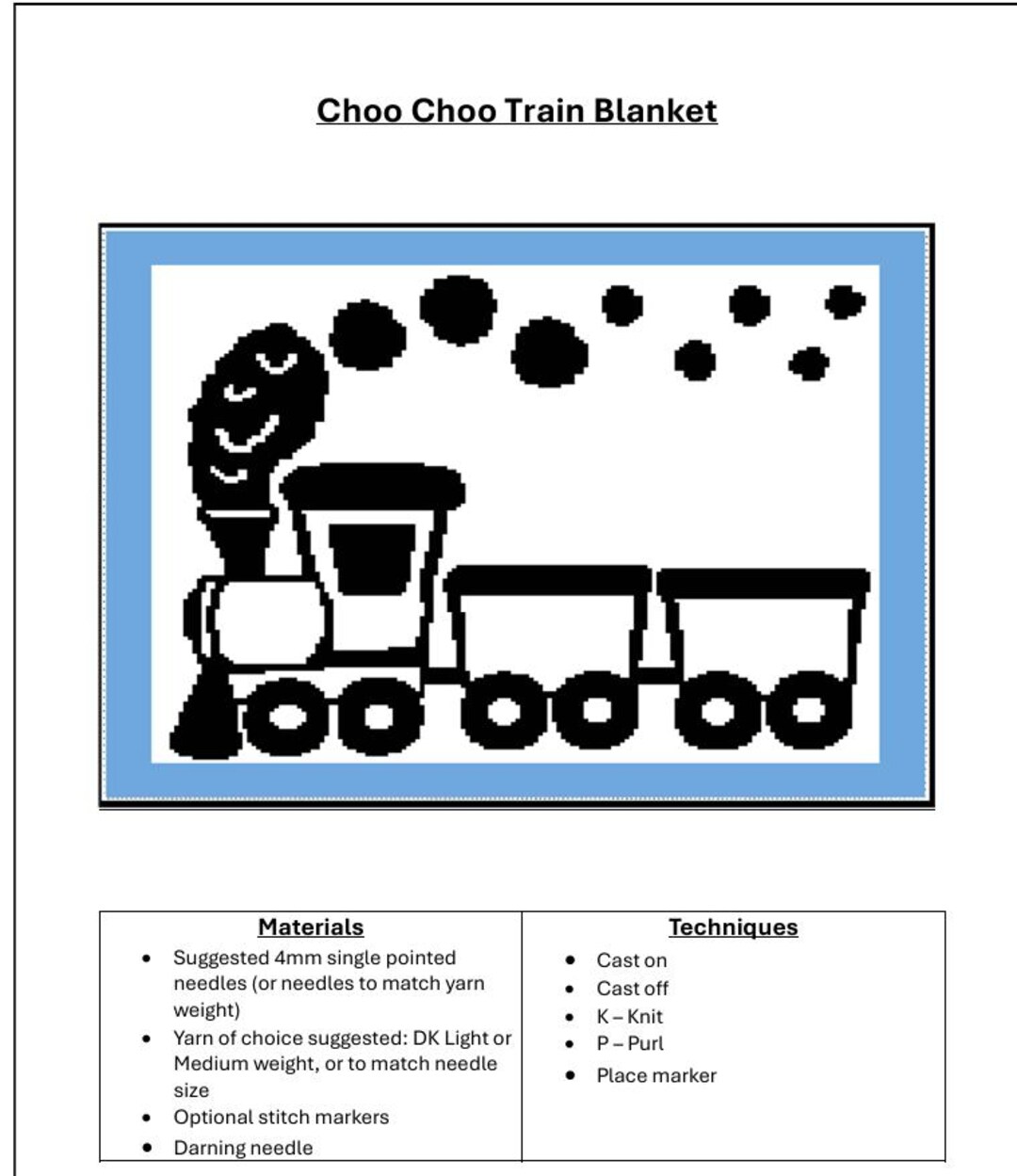 Choo Choo Train Baby Blanket Knitting Pattern PDF - Etsy
