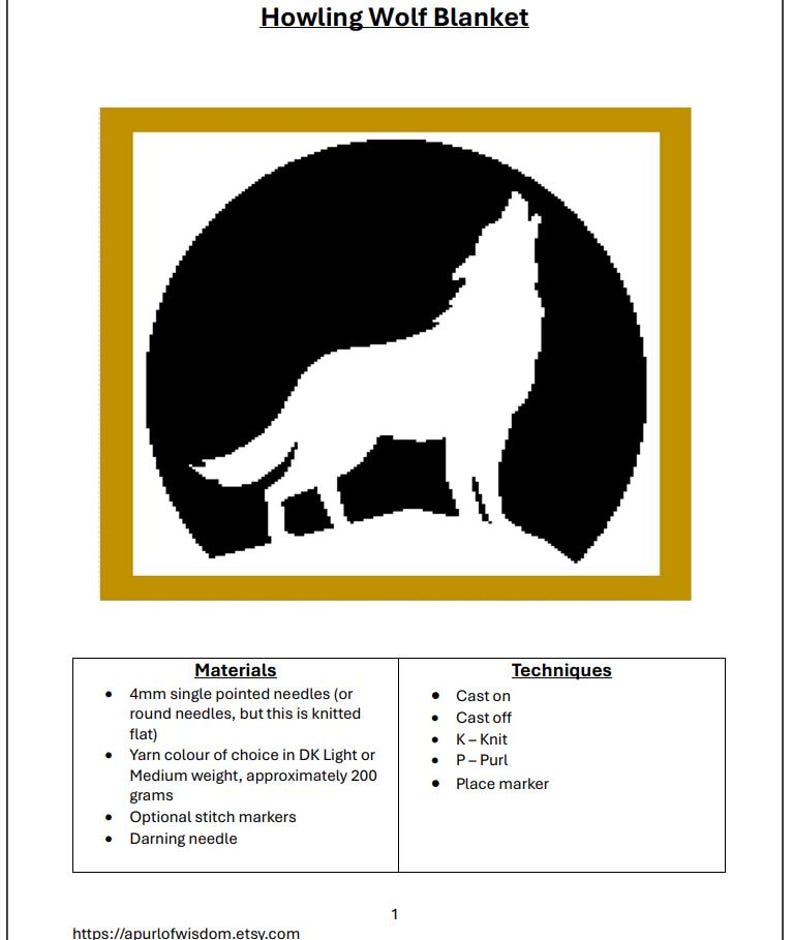 Howling Wolf Baby Blanket Knitting Pattern - Etsy