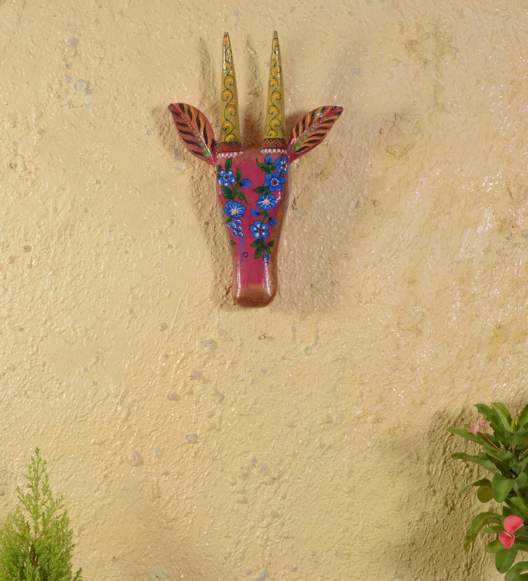 Solid Wooden Decorative Cow Head Wall Decor/cow Wall Decor/face Mask ...