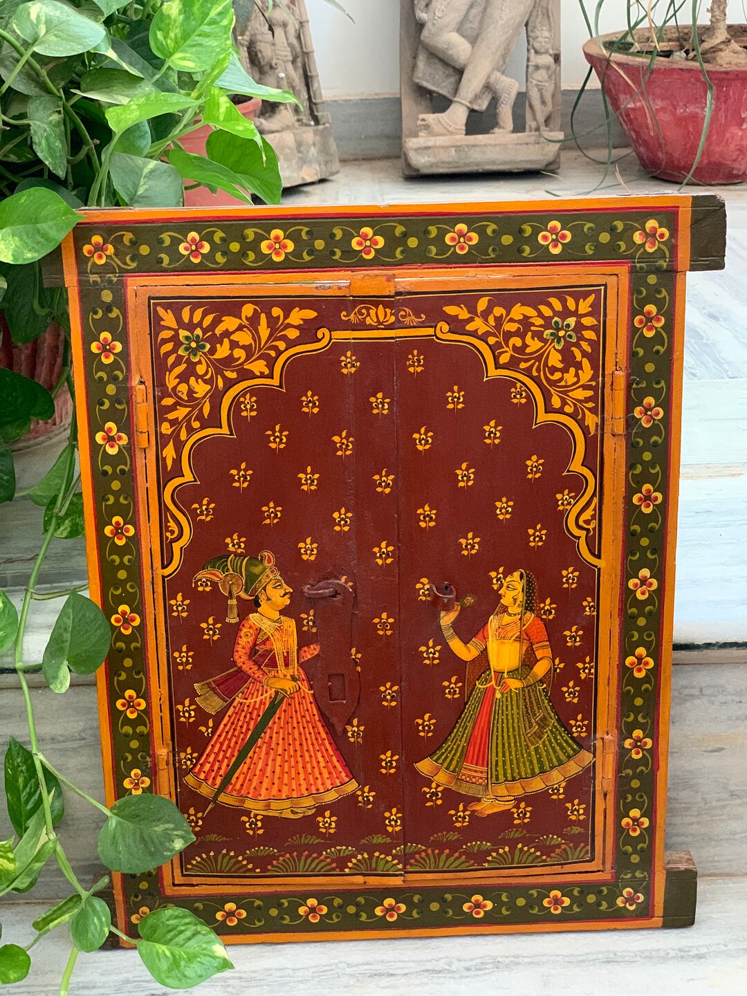 Handmade Antique Jharokha Window: Royal Couple Painting, Indian ...