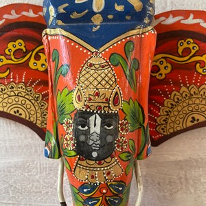 Hand Painted Wooden Elephant Mask/divine Shrinathji Religious Painting ...