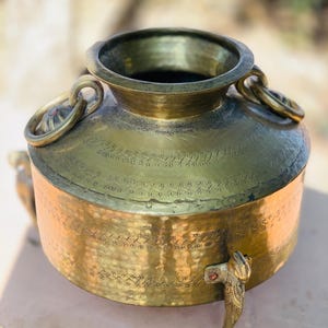 Antique Brass Indian Pot: Hand Carved Vessel With Parrot Stand - Etsy