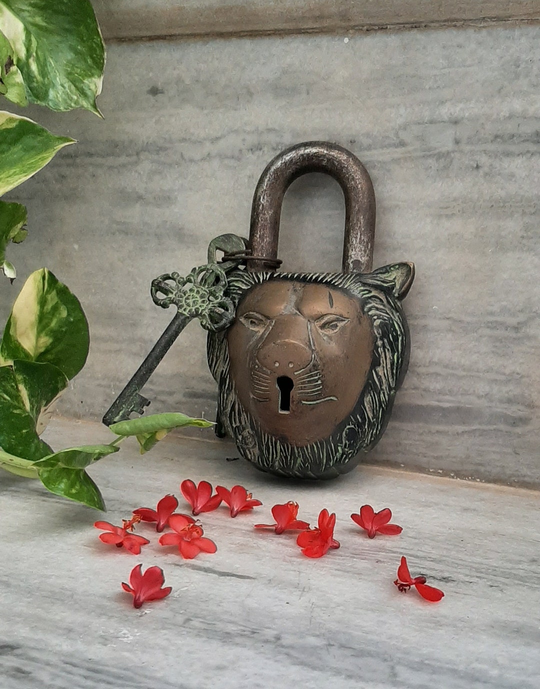 Brass Lion Face Mouth Lock/beautiful Hand Carved Door Lock/safety Doors ...