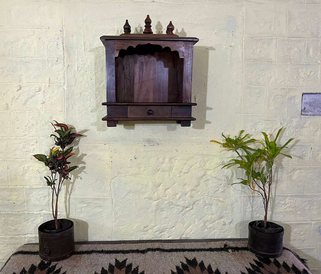 Small Wooden Temple/wooden Mandir/wall Hanging Temple/worship Pooja ...