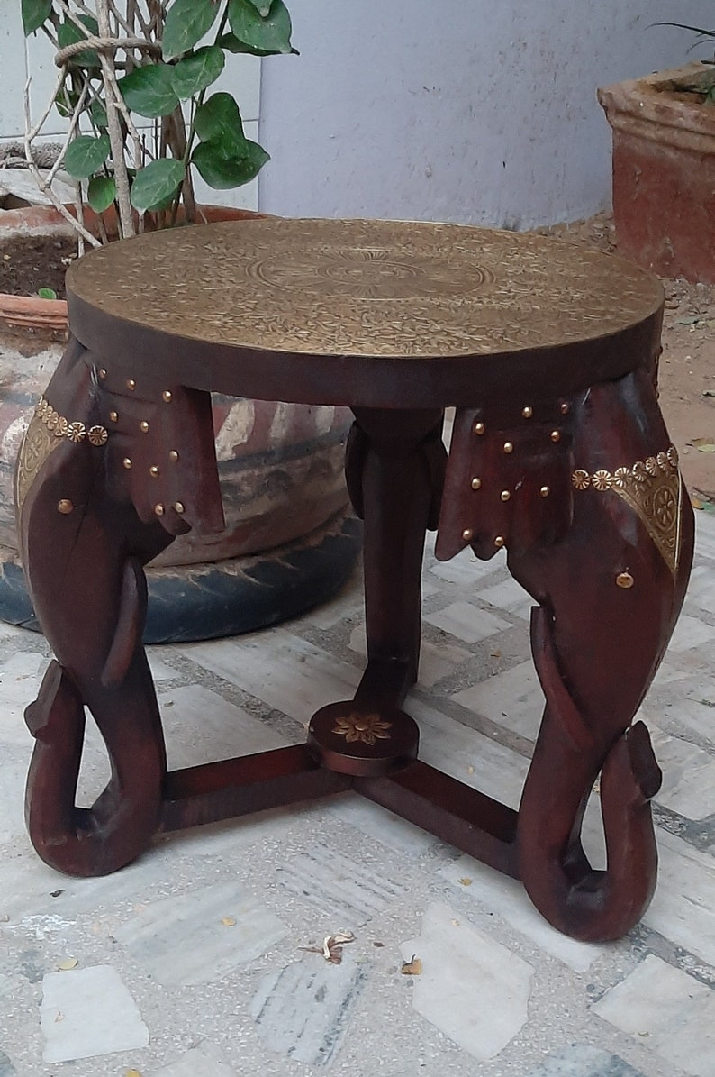 Beautiful Wooden Elephant Heads Table/decorative Round - Etsy