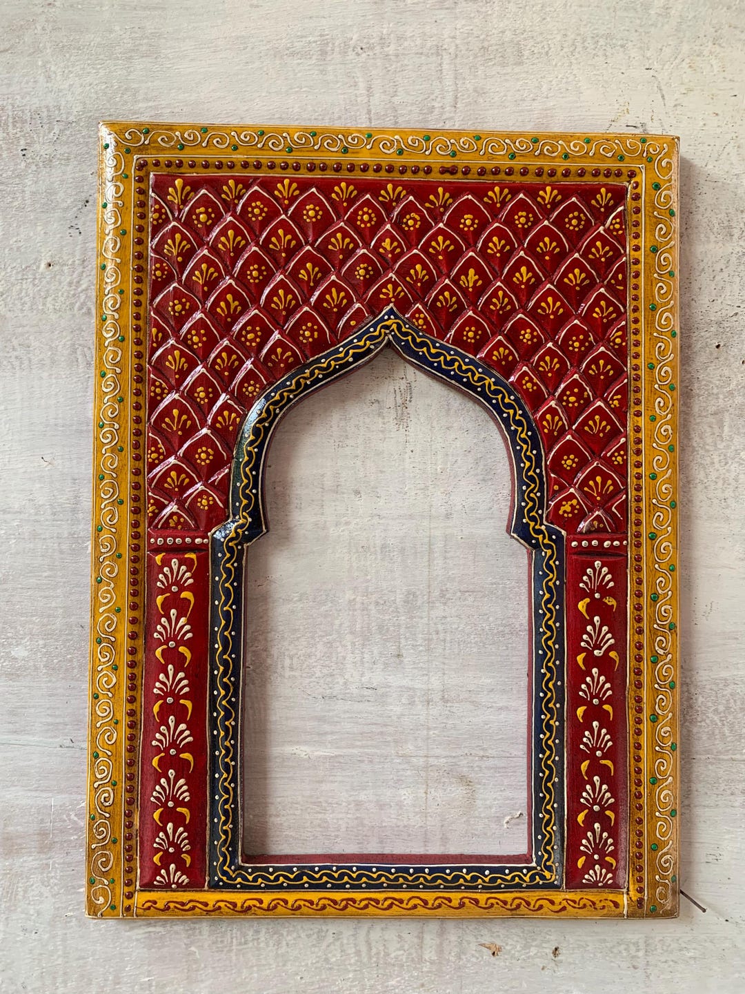 Wall Hanging Indian Mehrab Frame/decorative Jharokha Hand-painted Wooden Jharokha/traditional ...